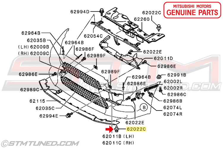 STM: OEM MITSUBISHI EVO 8/9/X FRONT BUMPER PUSH CLIP | LANCER EVOLUTION ...